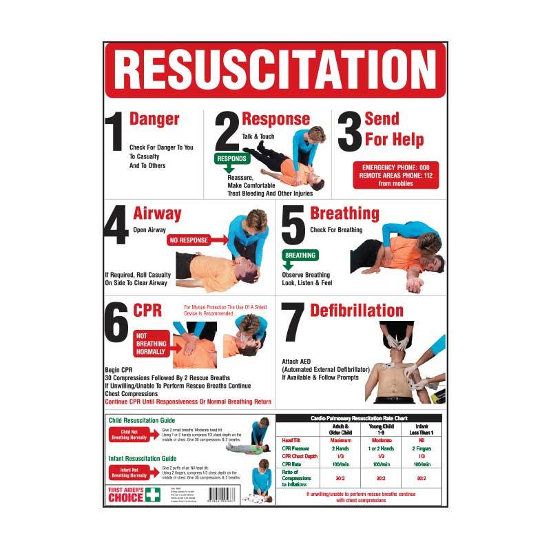 Resuscitation Chart Full Colour - CPR Chart – Accidental Health ...